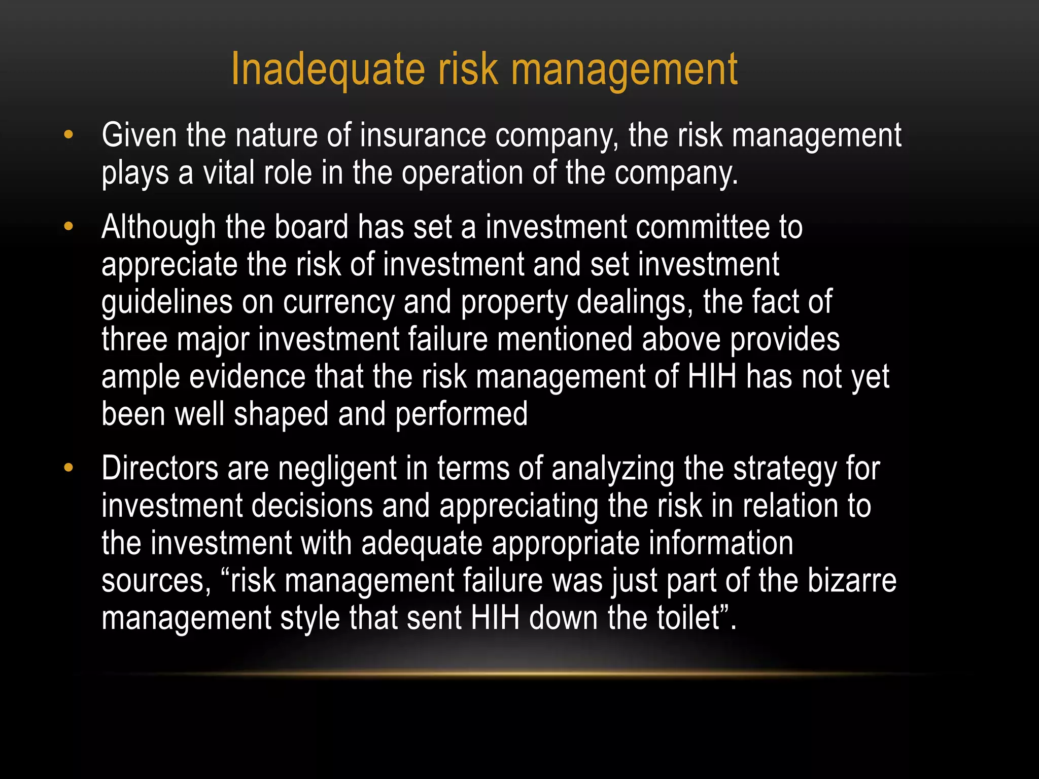 corporate failure for HIH insurance | PPTX