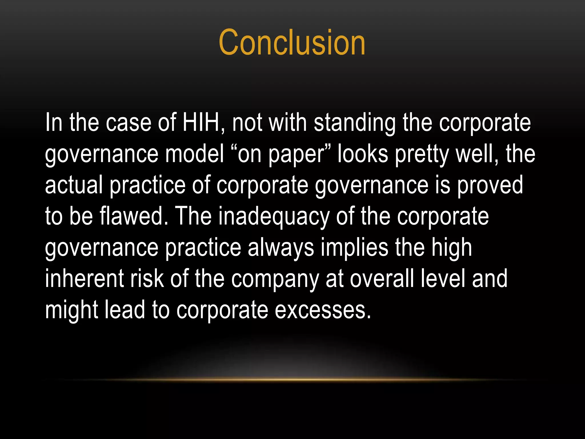 corporate failure for HIH insurance | PPTX