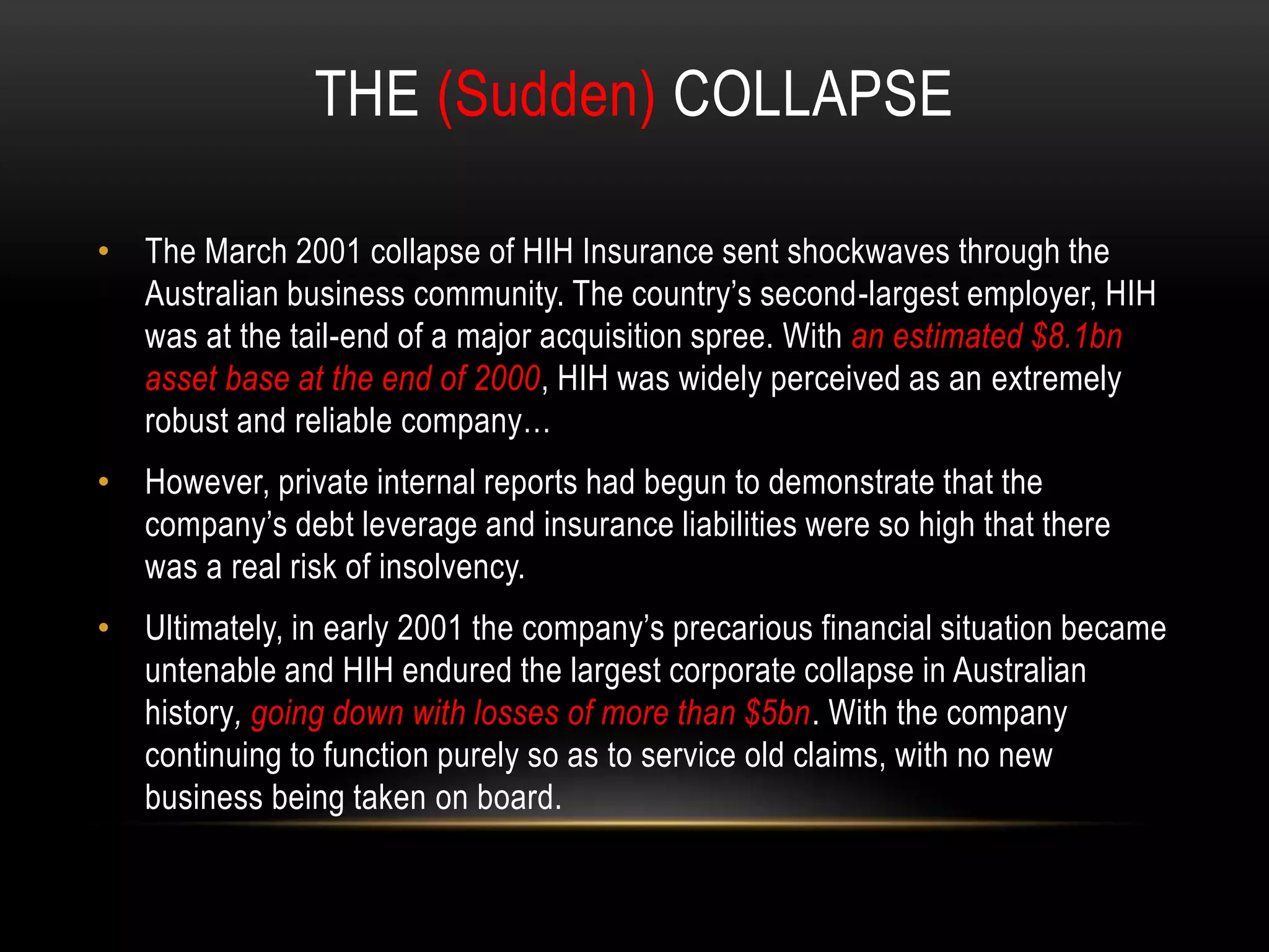 corporate failure for HIH insurance | PPTX