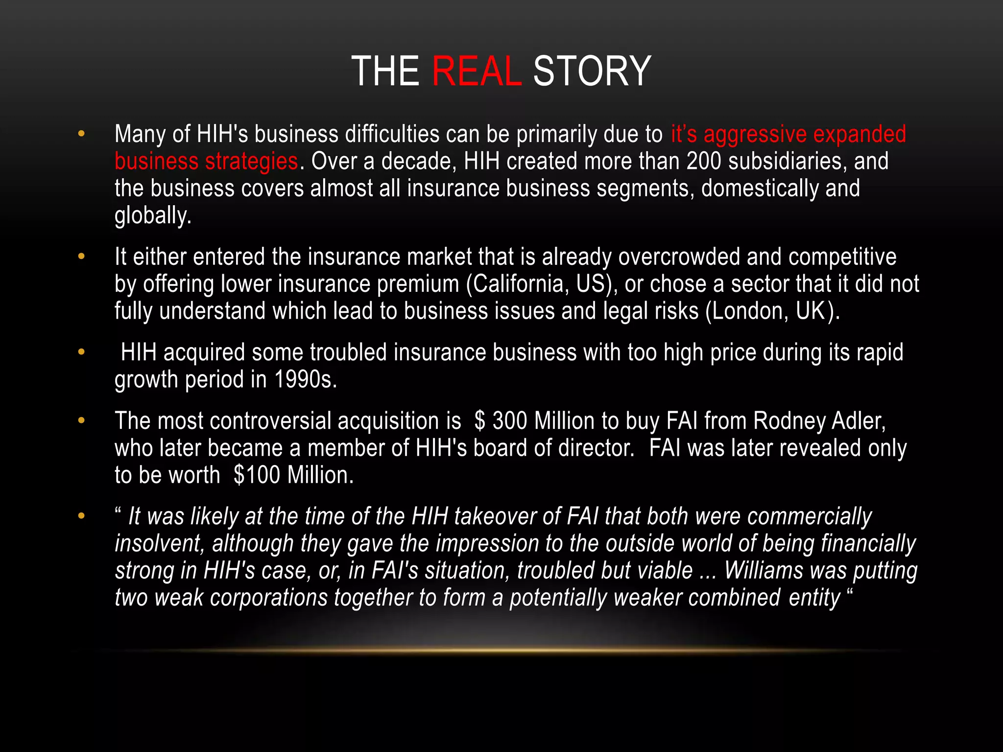 corporate failure for HIH insurance | PPTX