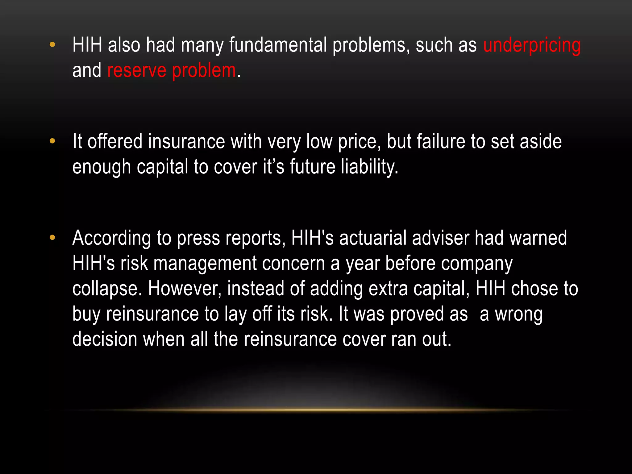 corporate failure for HIH insurance | PPTX