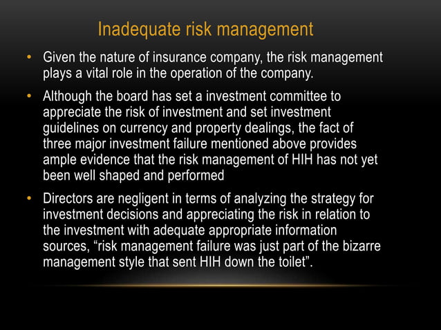 corporate failure for HIH insurance | PPTX | Business Accounting ...