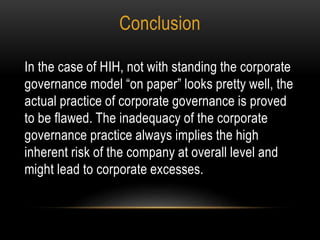 corporate failure for HIH insurance | PPTX