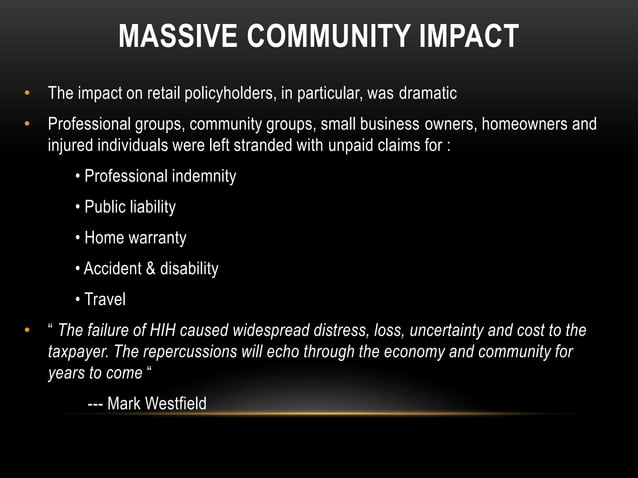 corporate failure for HIH insurance | PPTX | Business Accounting ...