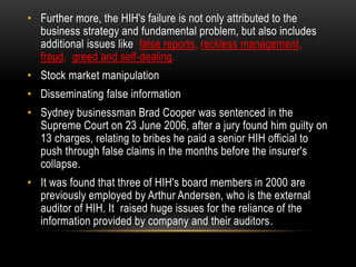 corporate failure for HIH insurance | PPTX