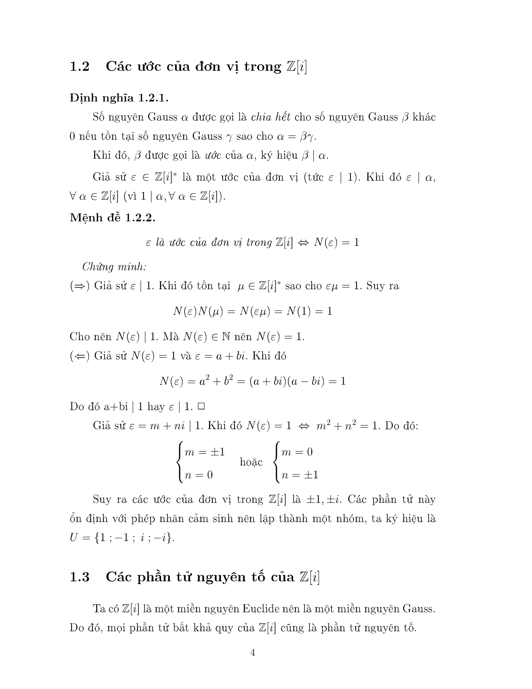 ly thuyet đồng dư trên vành các số nguyên gauss | PDF