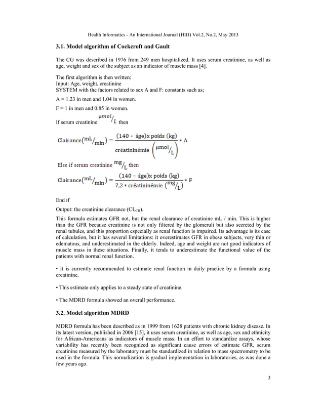 Modeling Algorithm of Estimation Of Renal Function by the Cockcroft and Mdrd Formulas | PDF