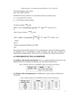 Modeling Algorithm of Estimation Of Renal Function by the Cockcroft and Mdrd Formulas | PDF