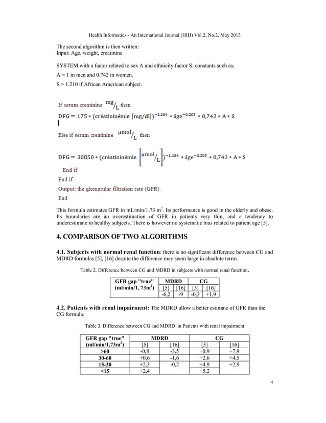 Modeling Algorithm of Estimation Of Renal Function by the Cockcroft and Mdrd Formulas | PDF