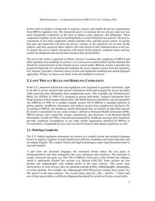 A FRAMEWORK FOR EXTRACTING AND MODELING HIPAA PRIVACY RULES FOR ...