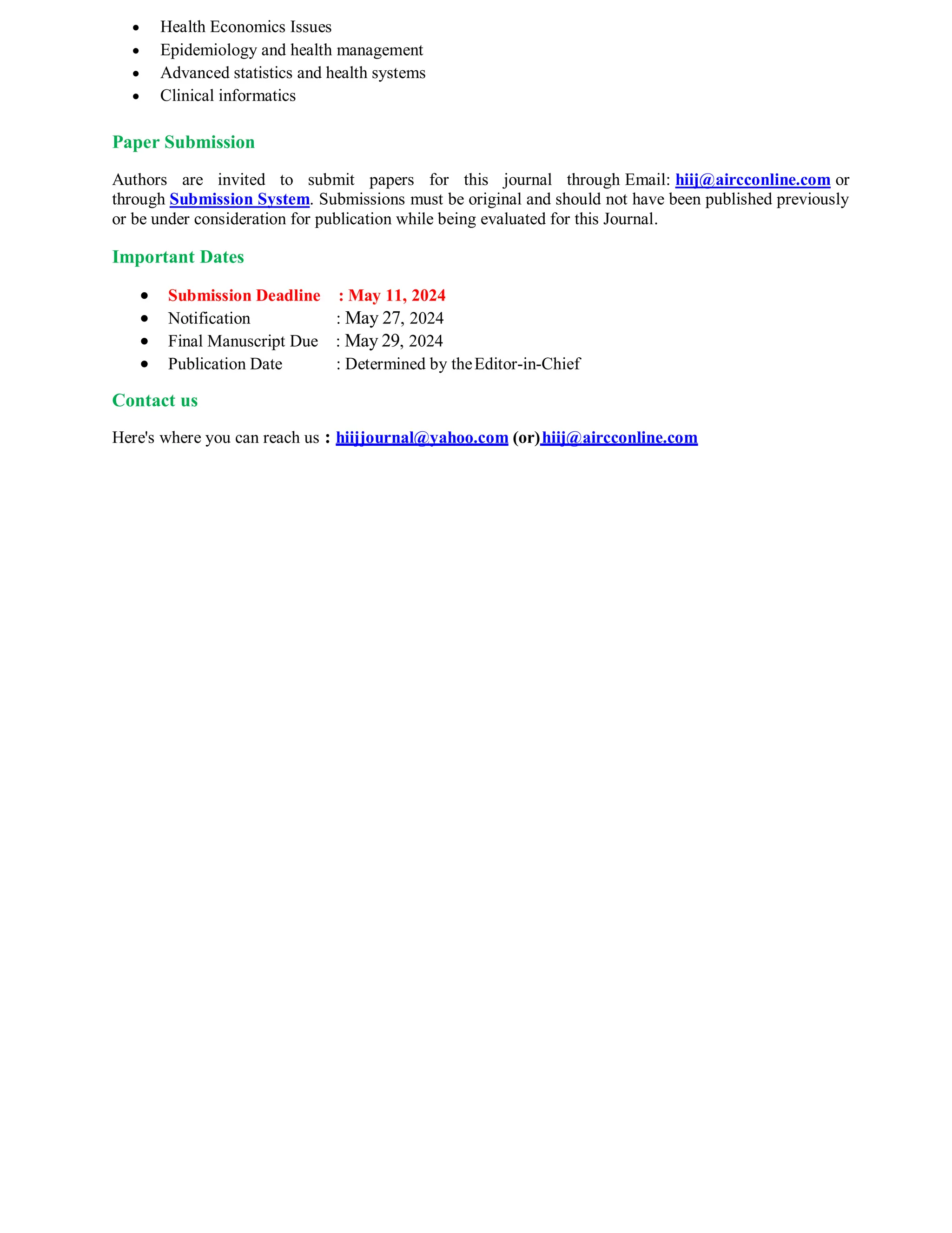 Health Informatics - An International Journal (HIIJ) | PDF | Healthcare ...