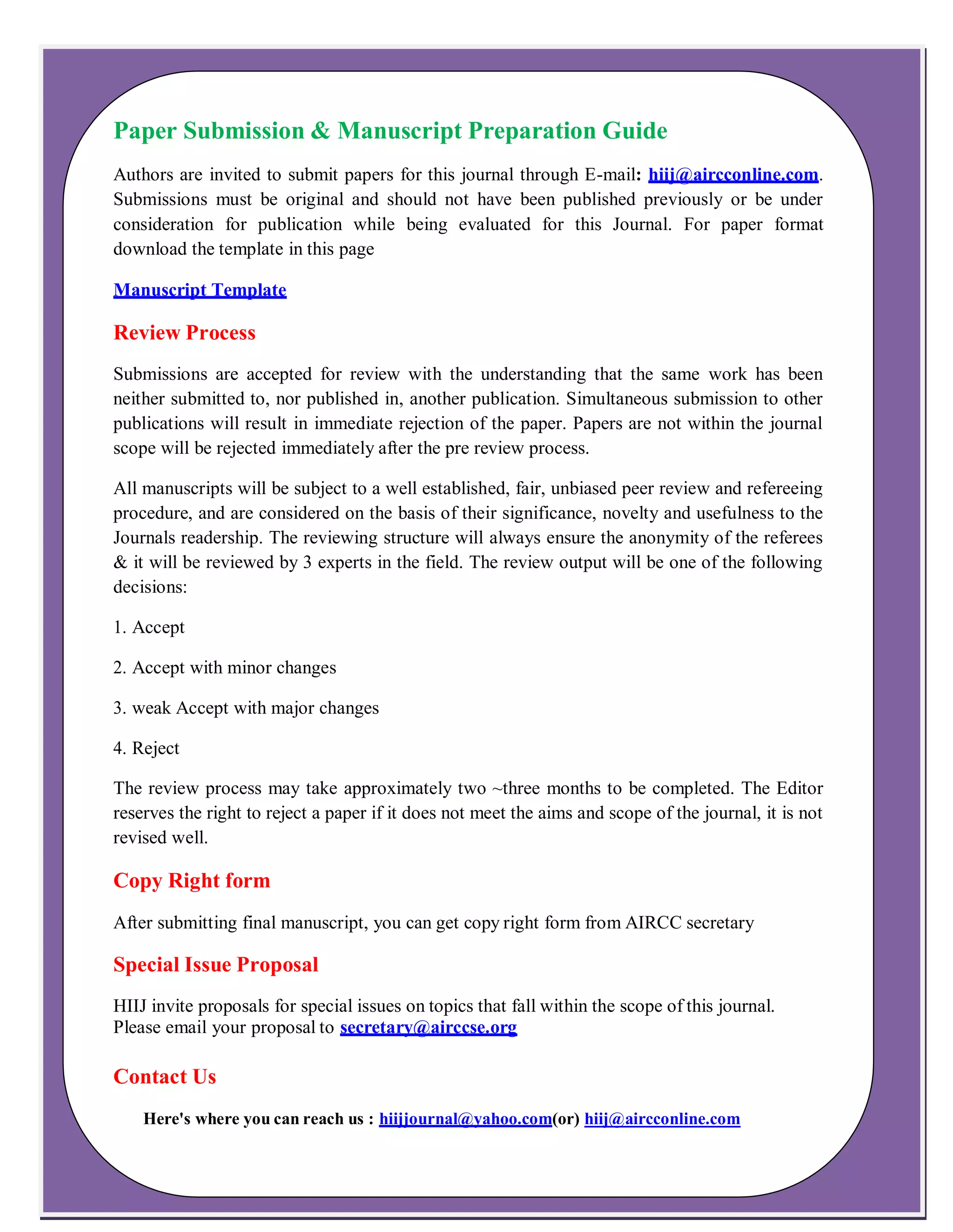 Health Informatics - An International Journal (HIIJ) - H index ...