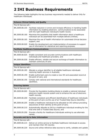 HI Individual Healthcare Identifiers Business Requirements V1.0 | PDF