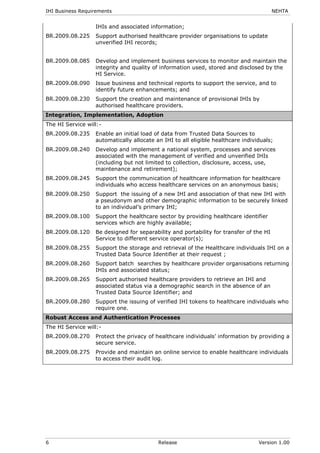 HI Individual Healthcare Identifiers Business Requirements V1.0 | PDF