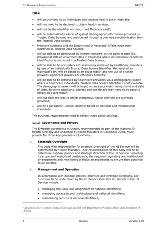HI Individual Healthcare Identifiers Business Requirements V1.0 | PDF