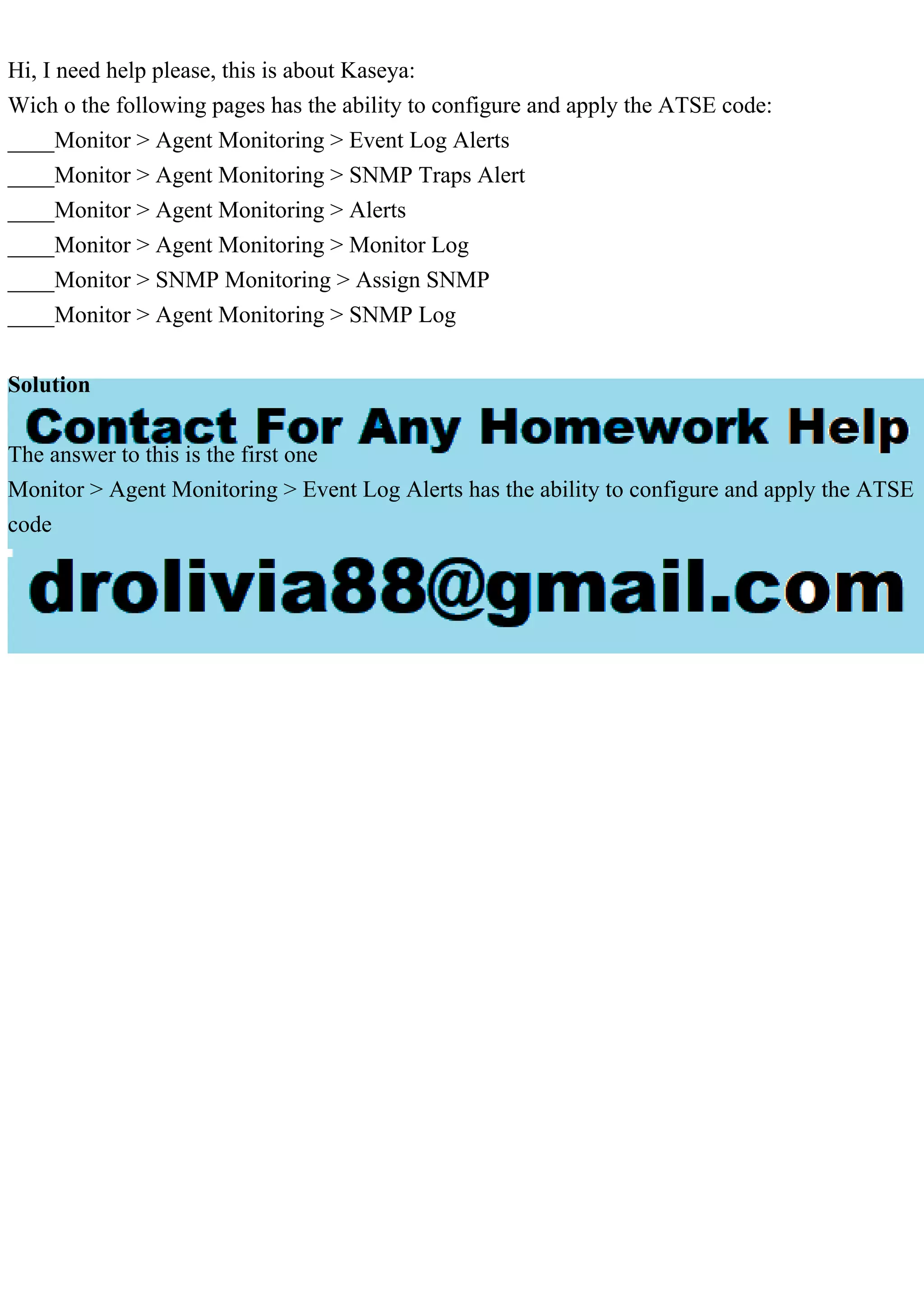 Hi, I need help please, this is about KaseyaWich o the following .pdf