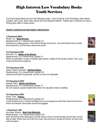 High Interest - Low Vocabulary | PDF | Free Download