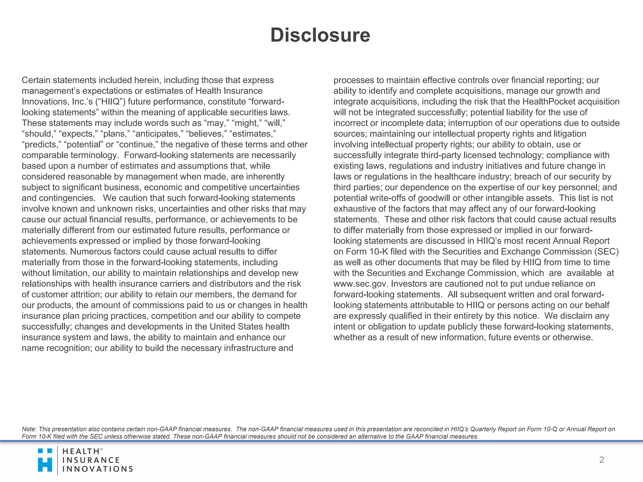 Health Insurance Innovations (HIIQ) Investor Presentation March 2019 | PPT
