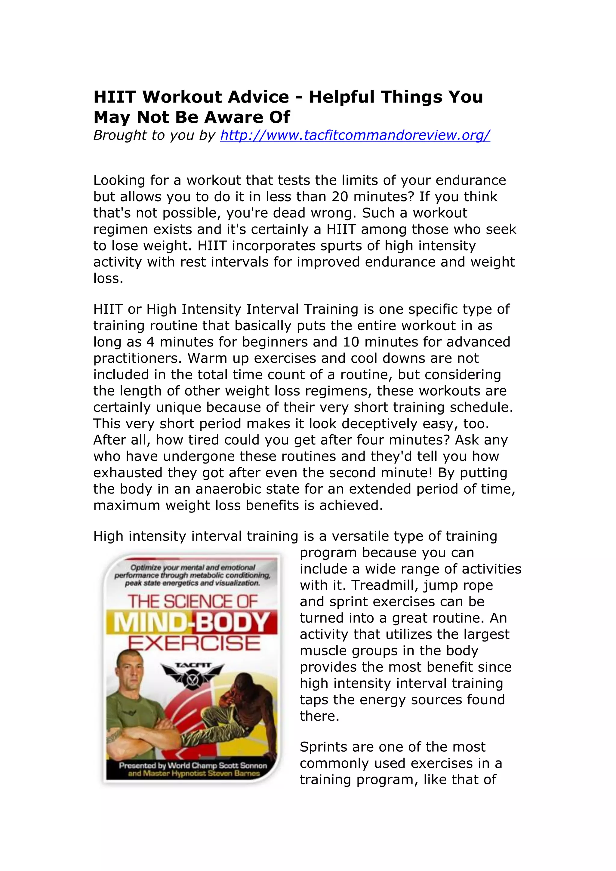 Hiit workout advice | PDF