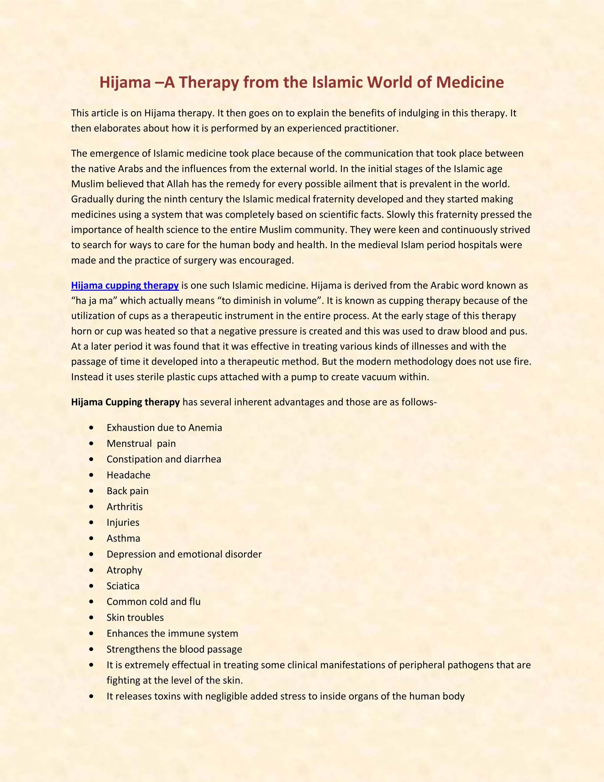 Hijama cupping therapy | PDF