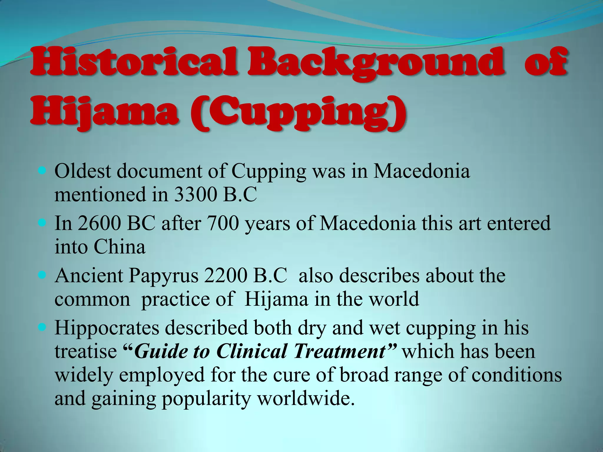 Hijama (cupping) therapy - an overview by DR MOHD SHAHID (MD) | PPTX