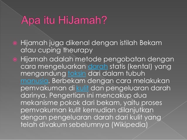 Hijamah diakui secara medis