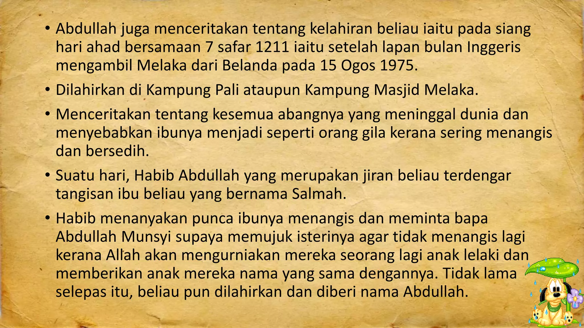 Hikayat abdullah ( Biodata penulis dan sinopsis keseluruhan ) | PPTX