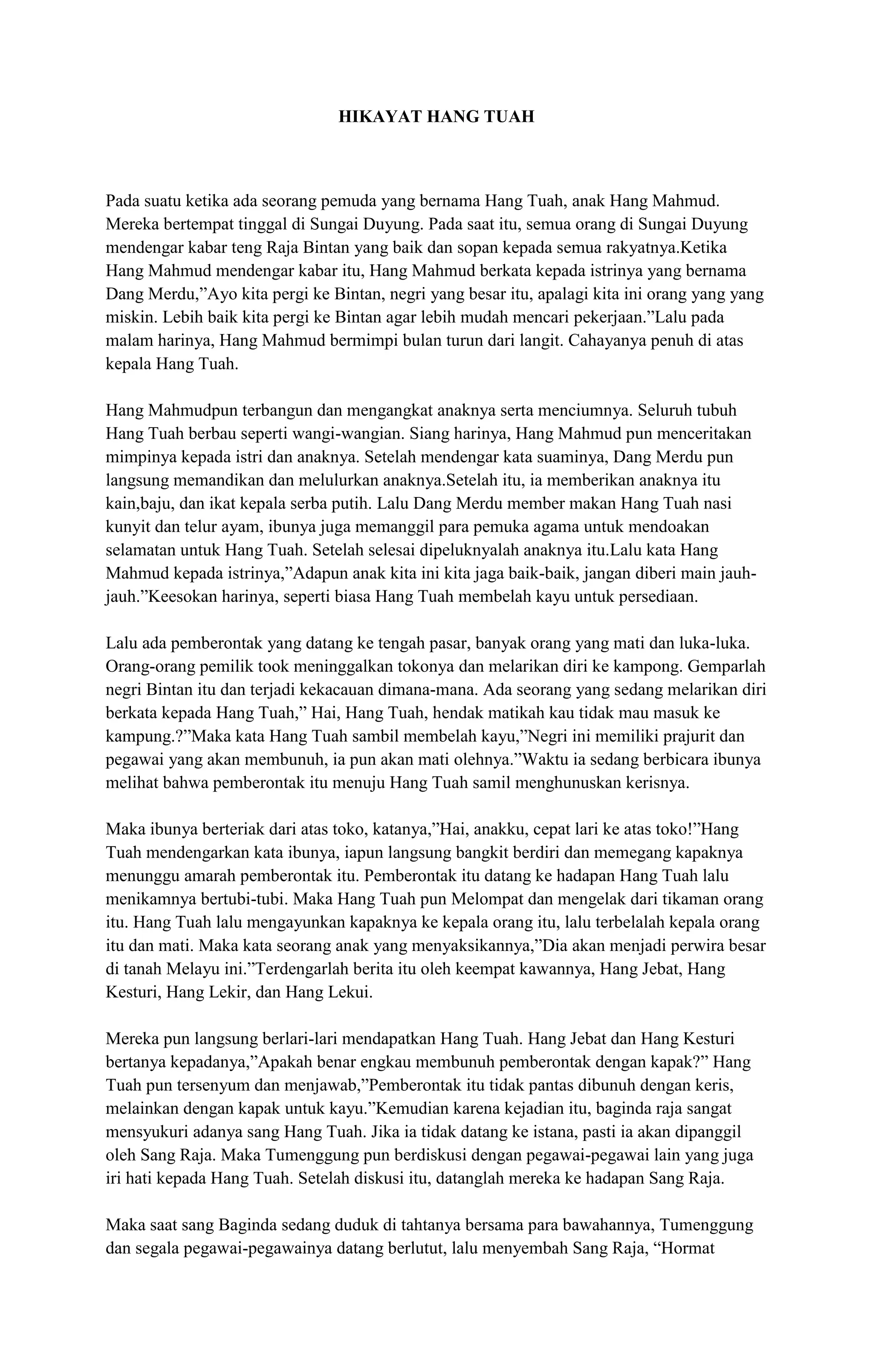 Hikayat hang tuah | PDF