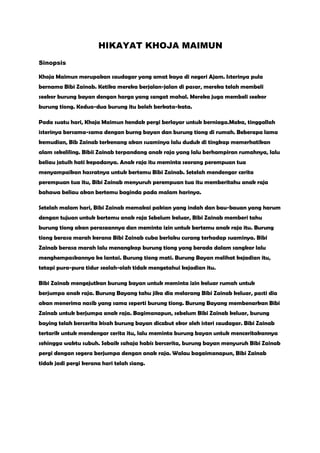 Hikayat Khoja Maimun [Pembentangan & Soalan KBKK] | DOCX