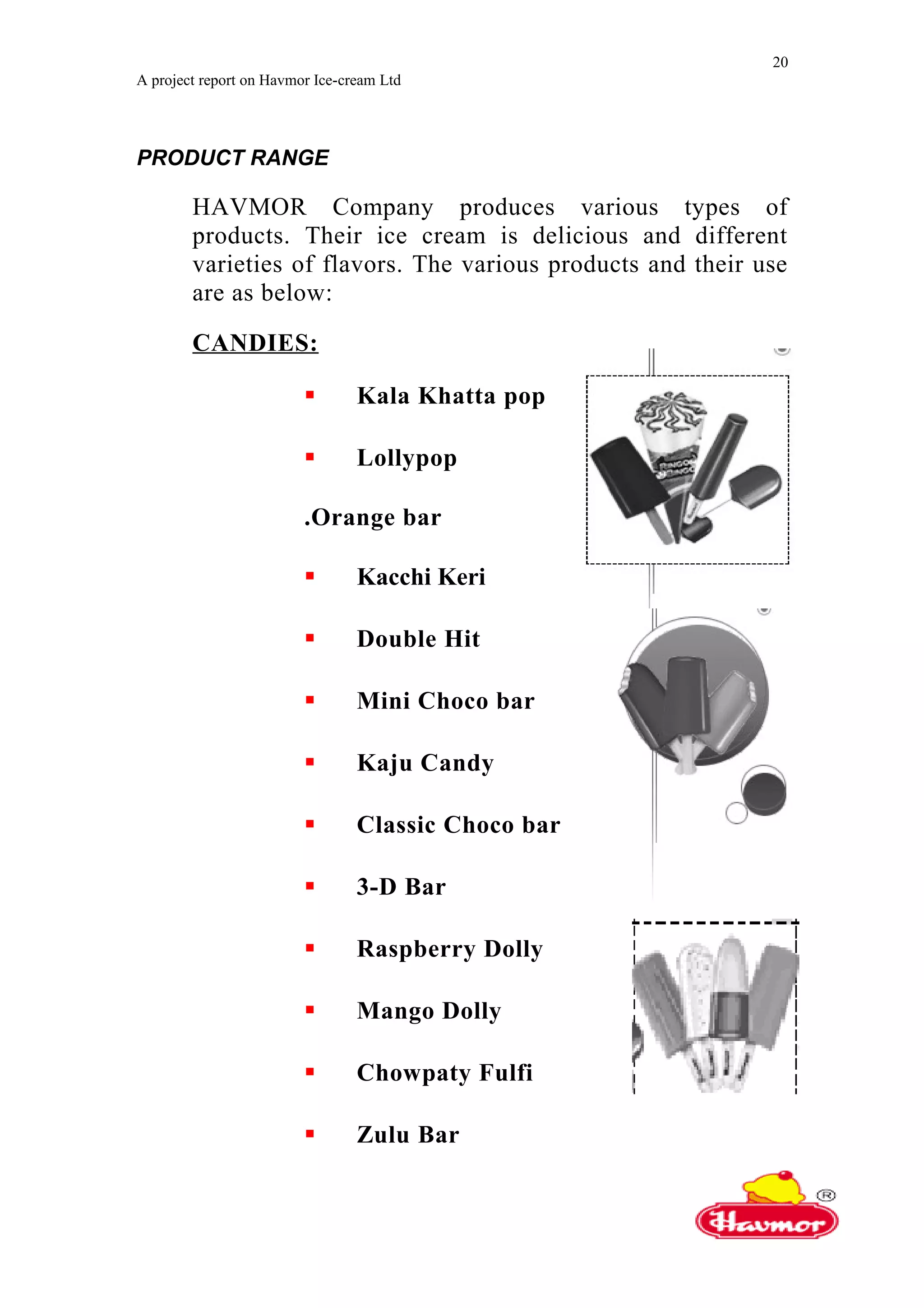 Project report on Havmor ice-cream | DOC