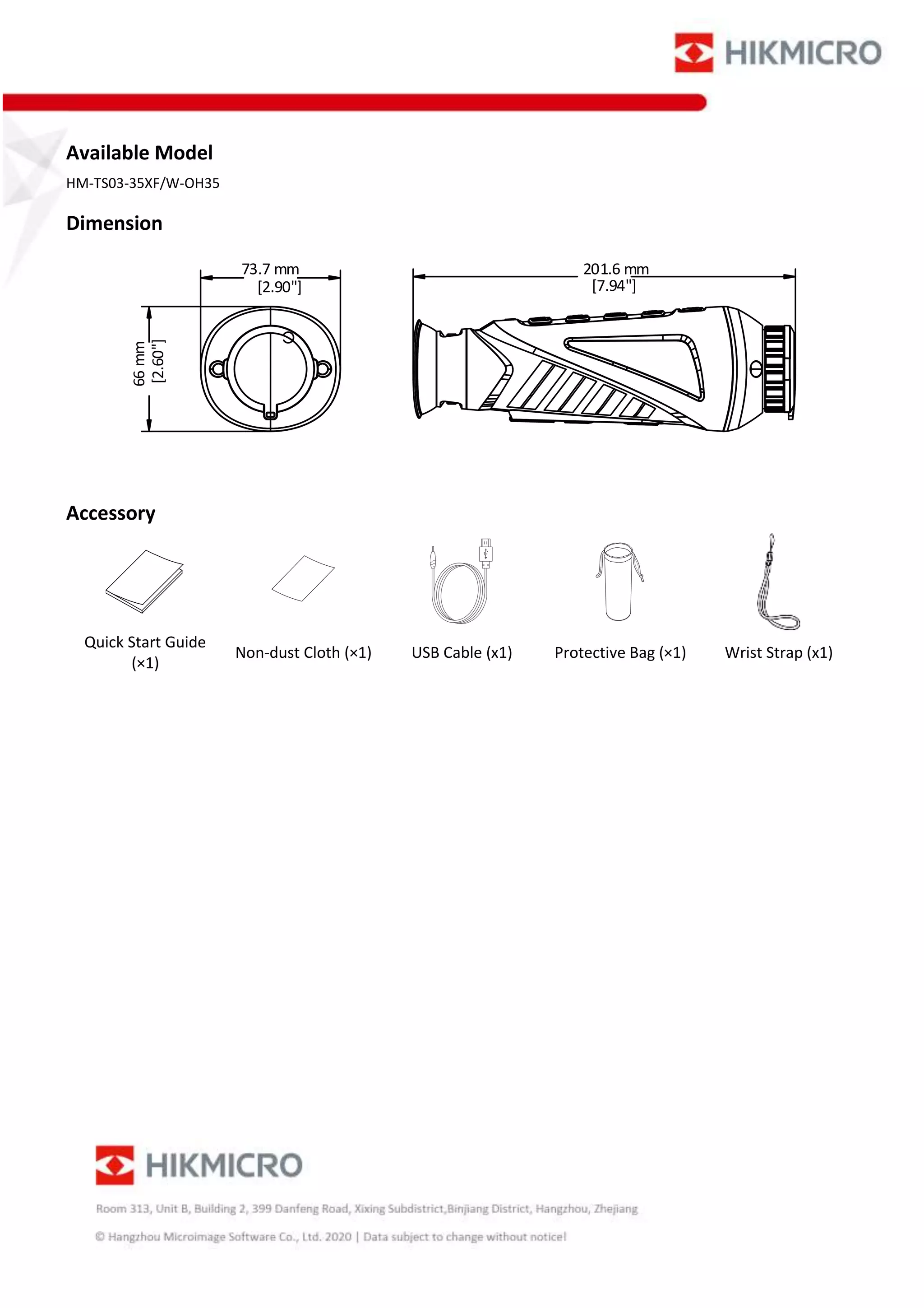 Hik Micro Owl OH35 Specification | Optics Trade | PDF