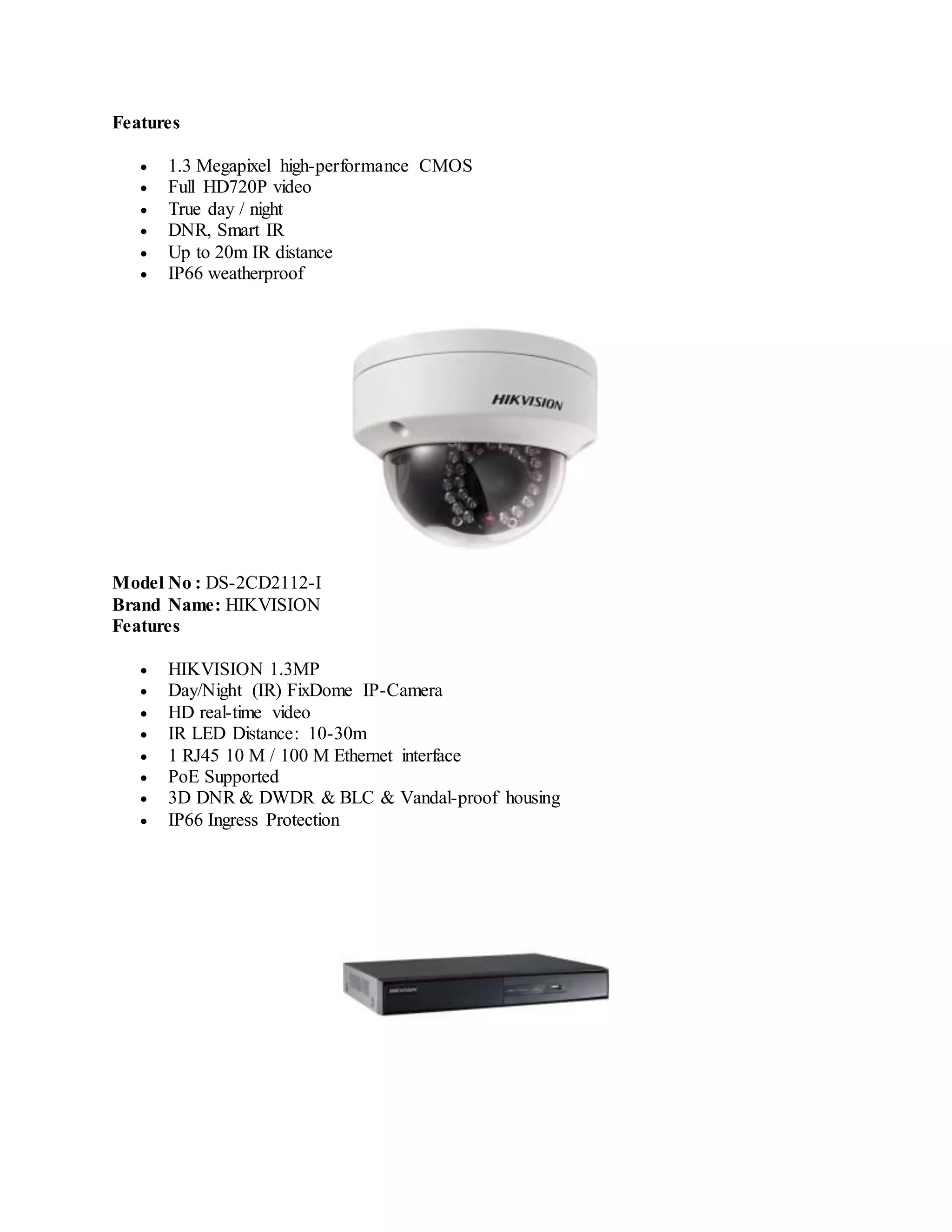 Hikvision cctv camera & dvr and features | DOCX