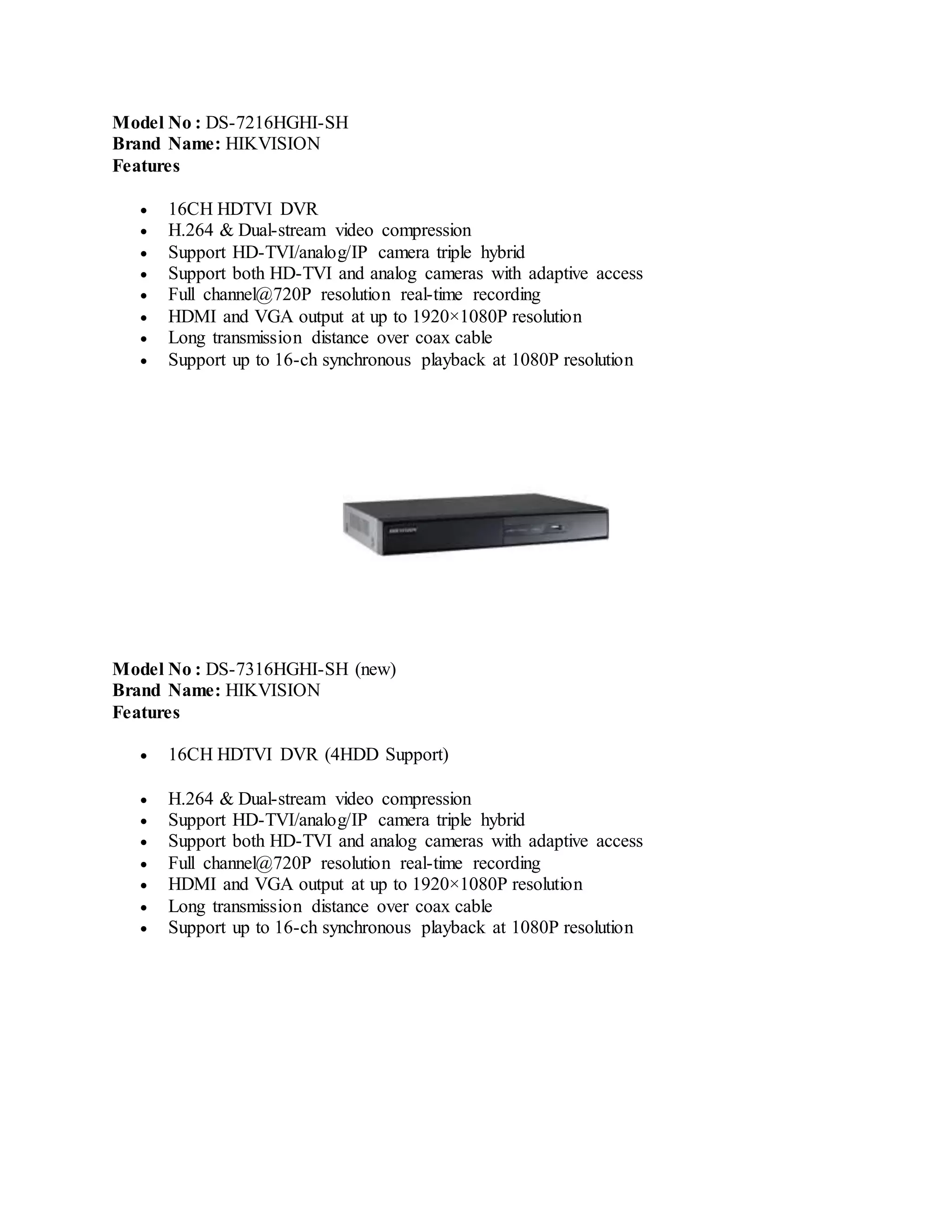 Hikvision cctv camera & dvr and features | DOCX