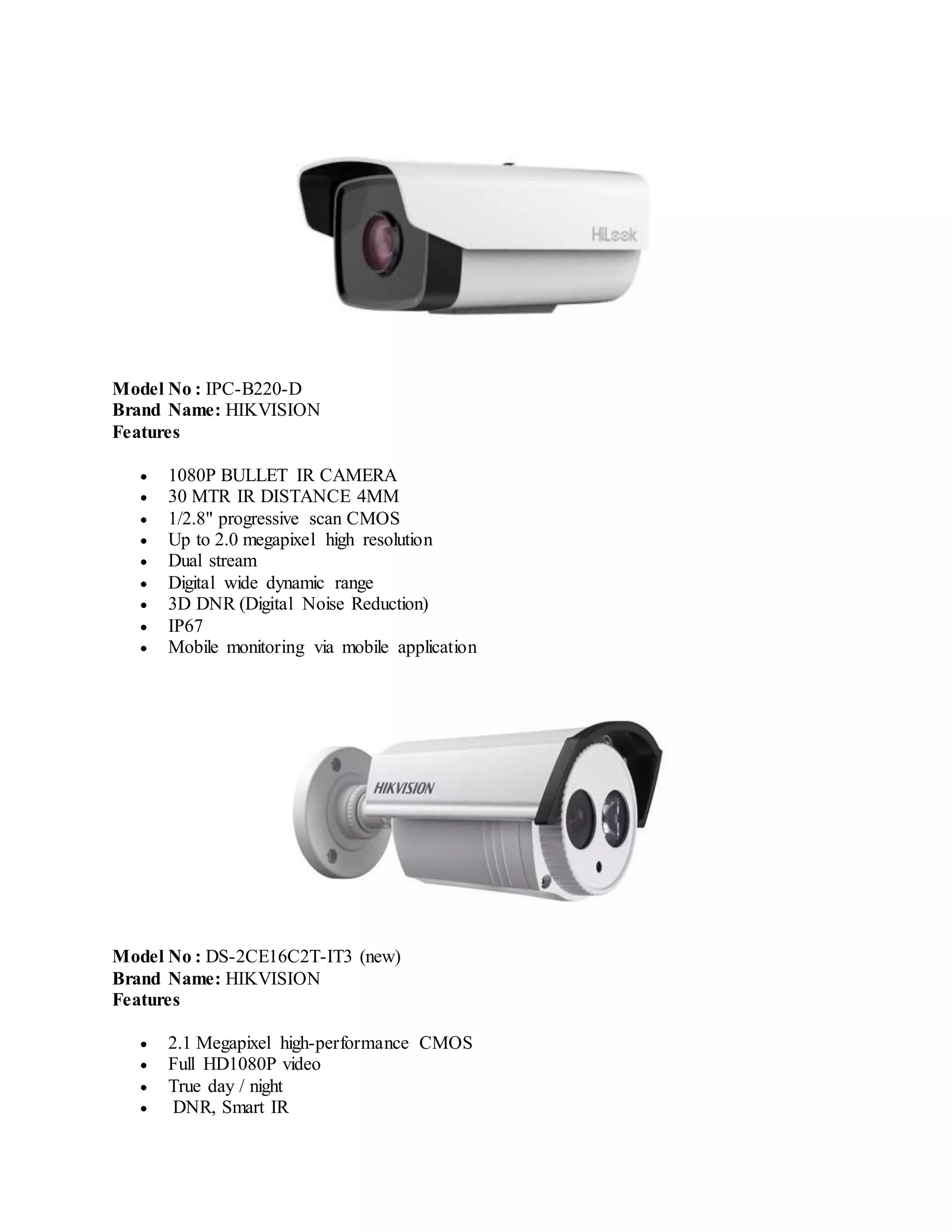 Hikvision cctv camera & dvr and features | DOCX