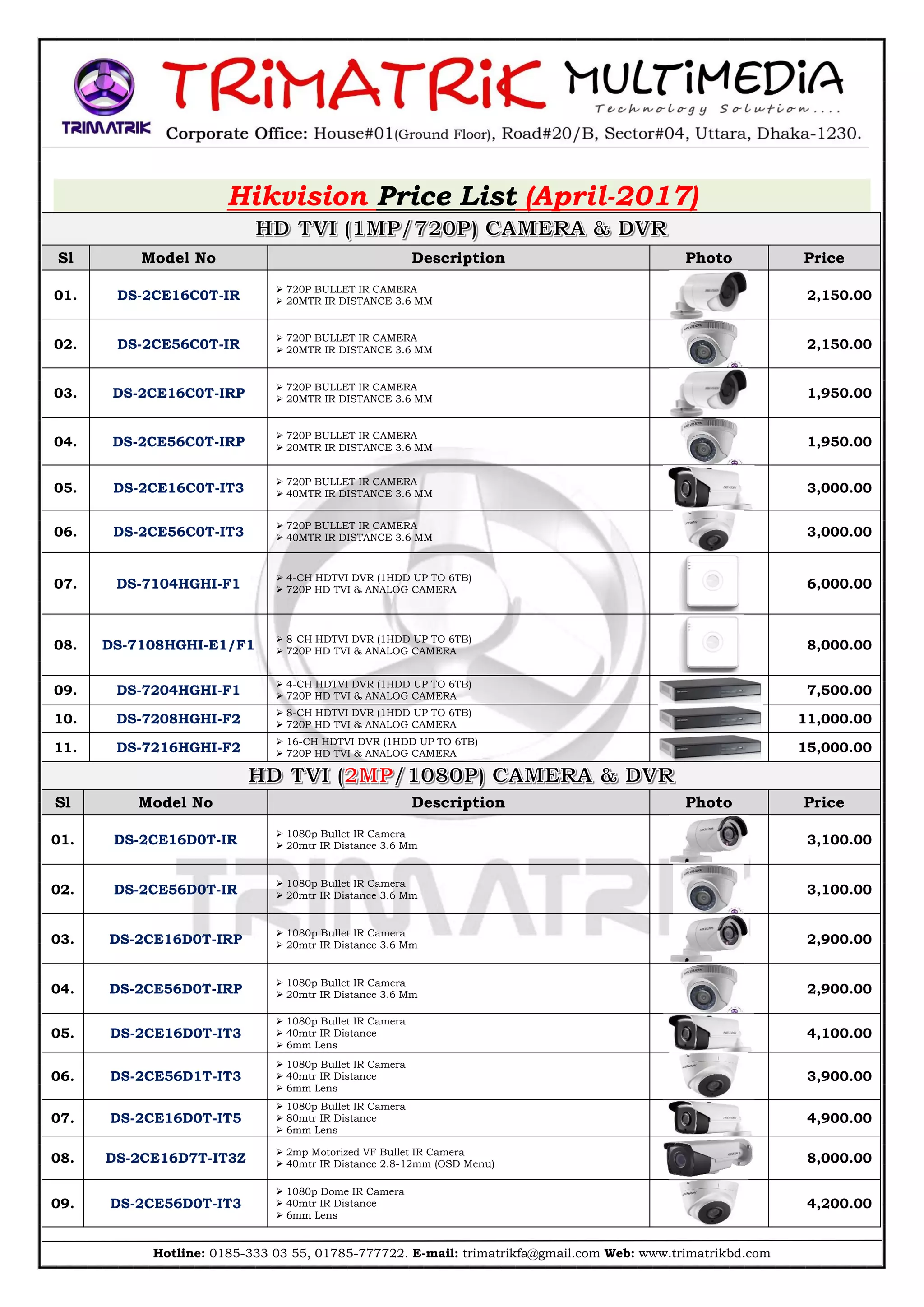 Hikvision price list Bangladesh | PDF | Cameras and Camcorders ...