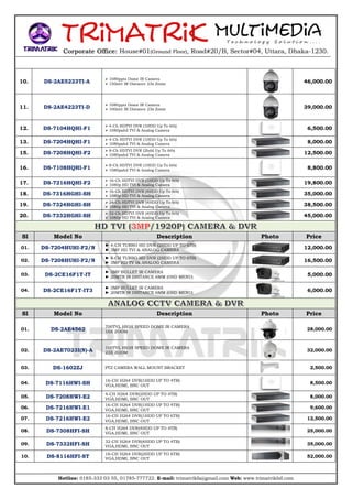 Hikvision price list Bangladesh | PDF
