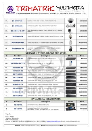 Hikvision price list Bangladesh | PDF