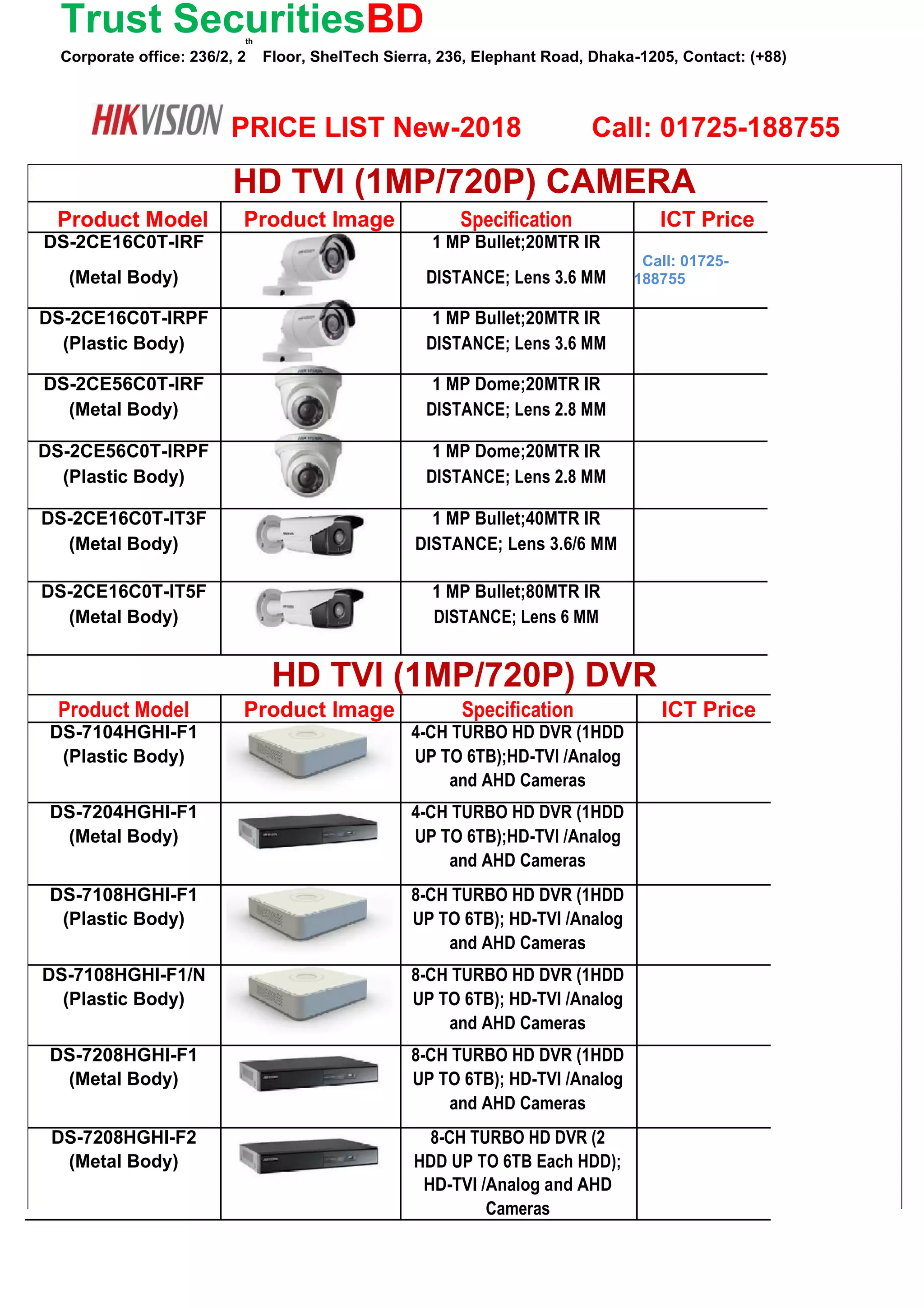 Hikvision price list in bd | PDF