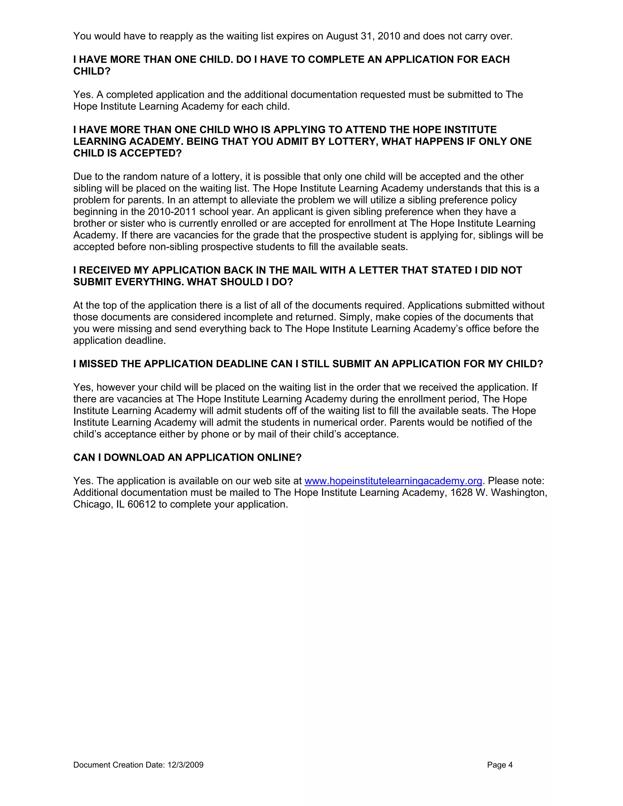 2010-2011 Hila New Student Application | PDF