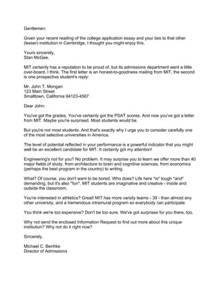 Hilarious Response To Mit Letter | DOC