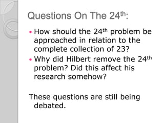Hilbert’s 23 problems | PPTX