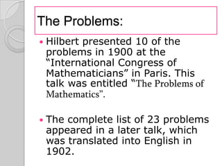 Hilbert’s 23 problems | PPTX
