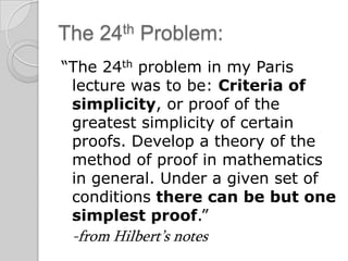 Hilbert’s 23 problems | PPTX