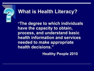 Health Information Literacy | PPT