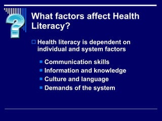 Health Information Literacy | PPT