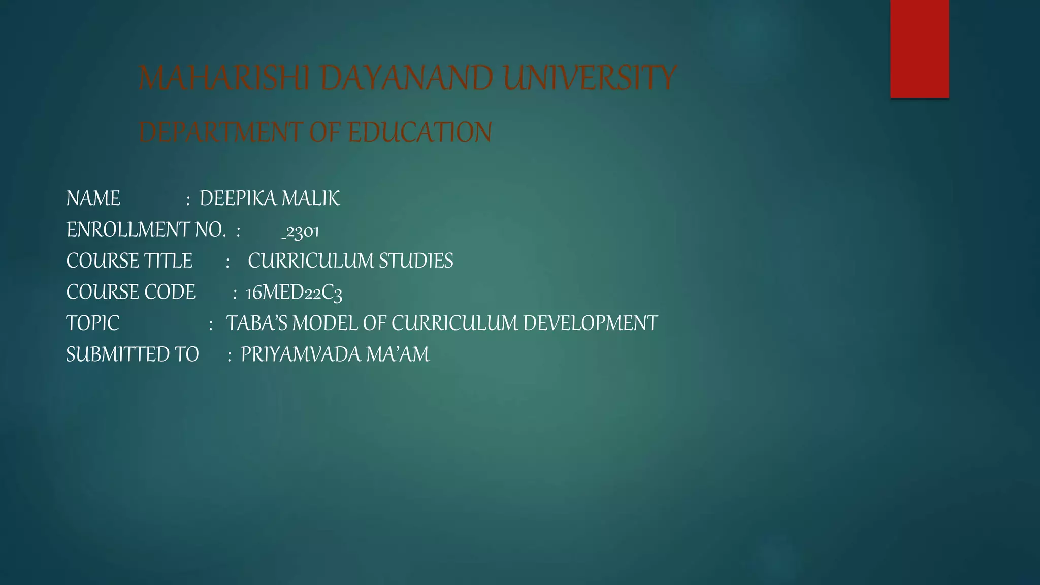 Hilda taba model | PPTX