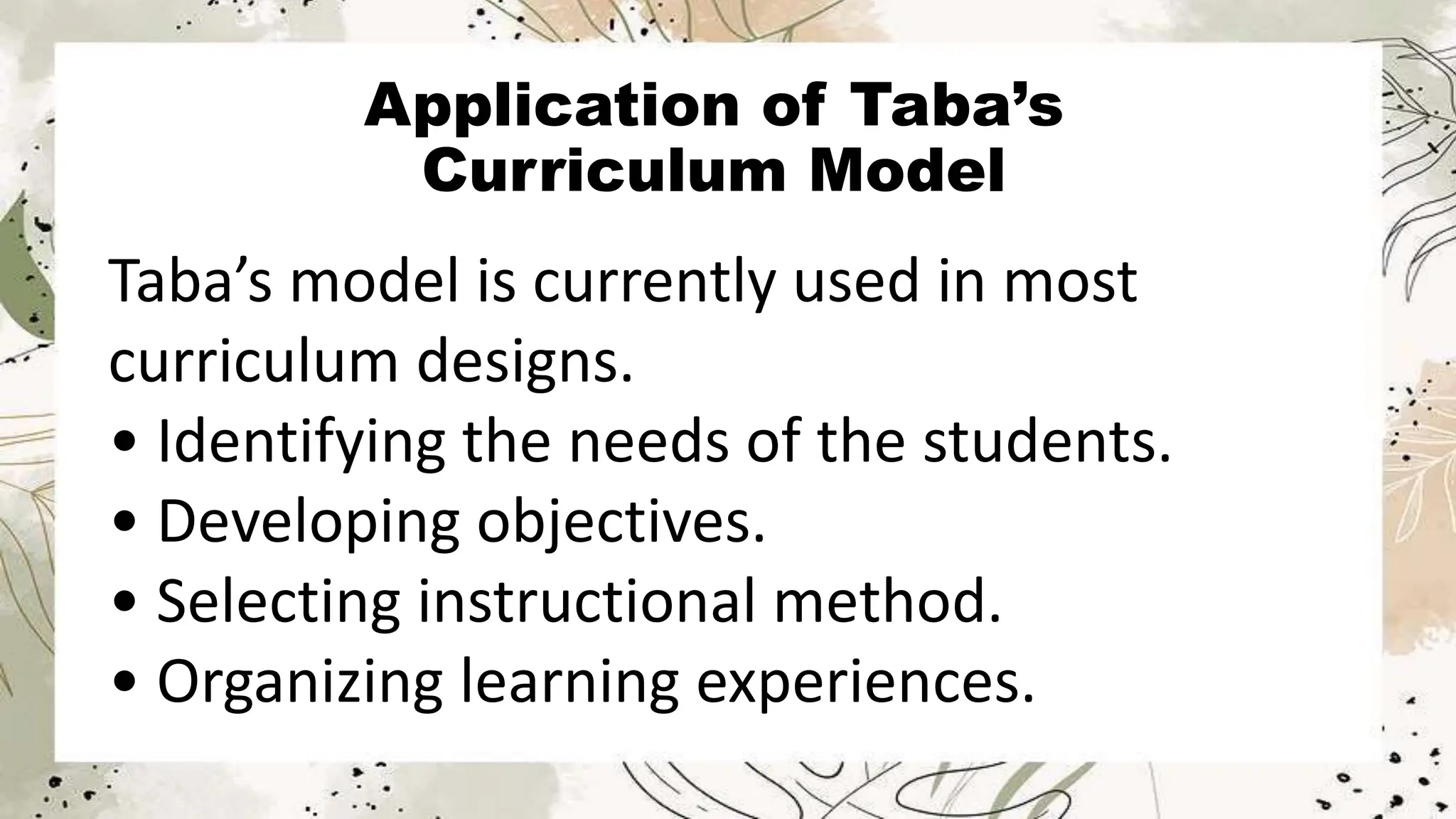 Hilda Taba’s Curriculum Model (The Teacher and the School Curriculum ...