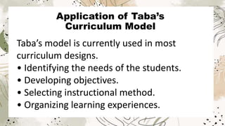 Hilda Taba’s Curriculum Model (The Teacher and the School Curriculum ...