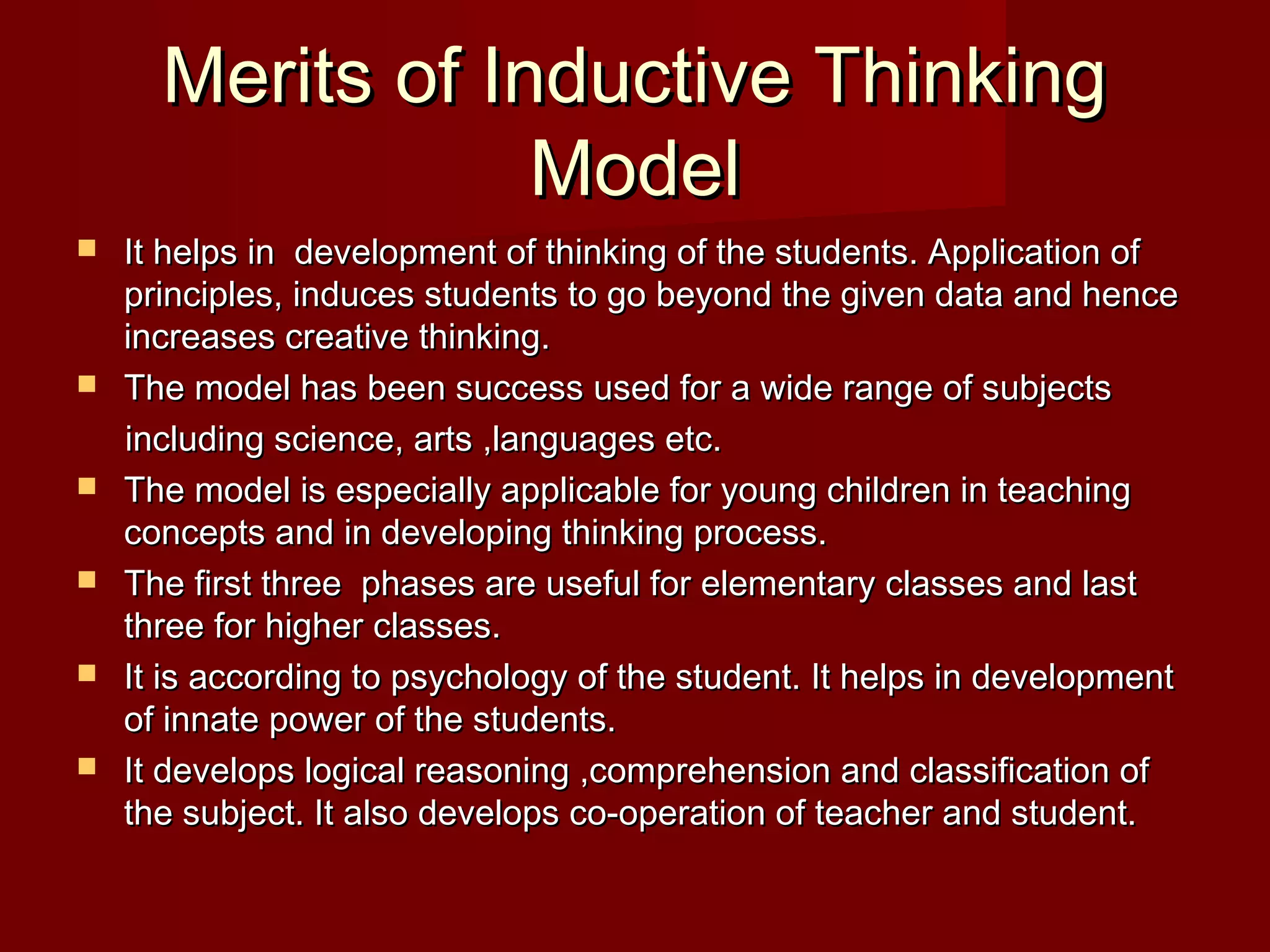Hilda taba’s inductive thinking model | PPT
