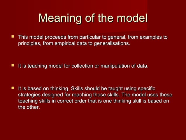 Hilda taba’s inductive thinking model | PPT | Science
